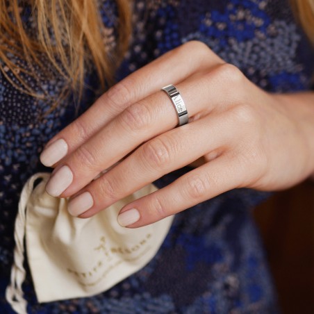 Ribbon wedding ring to engrave - Sterling silver - Petits Tresors.